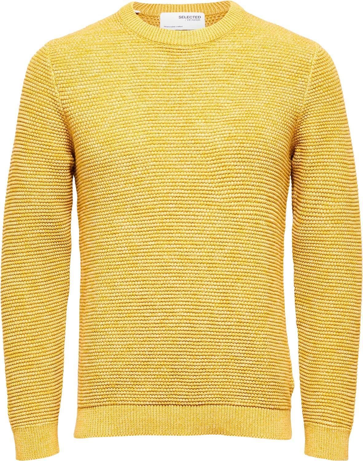 Selected Homme slhvince ls knit bubble crew neck BK Geel Truien ... Selected Homme slhvince ls knit bubble crew neck BK Geel Truien ...